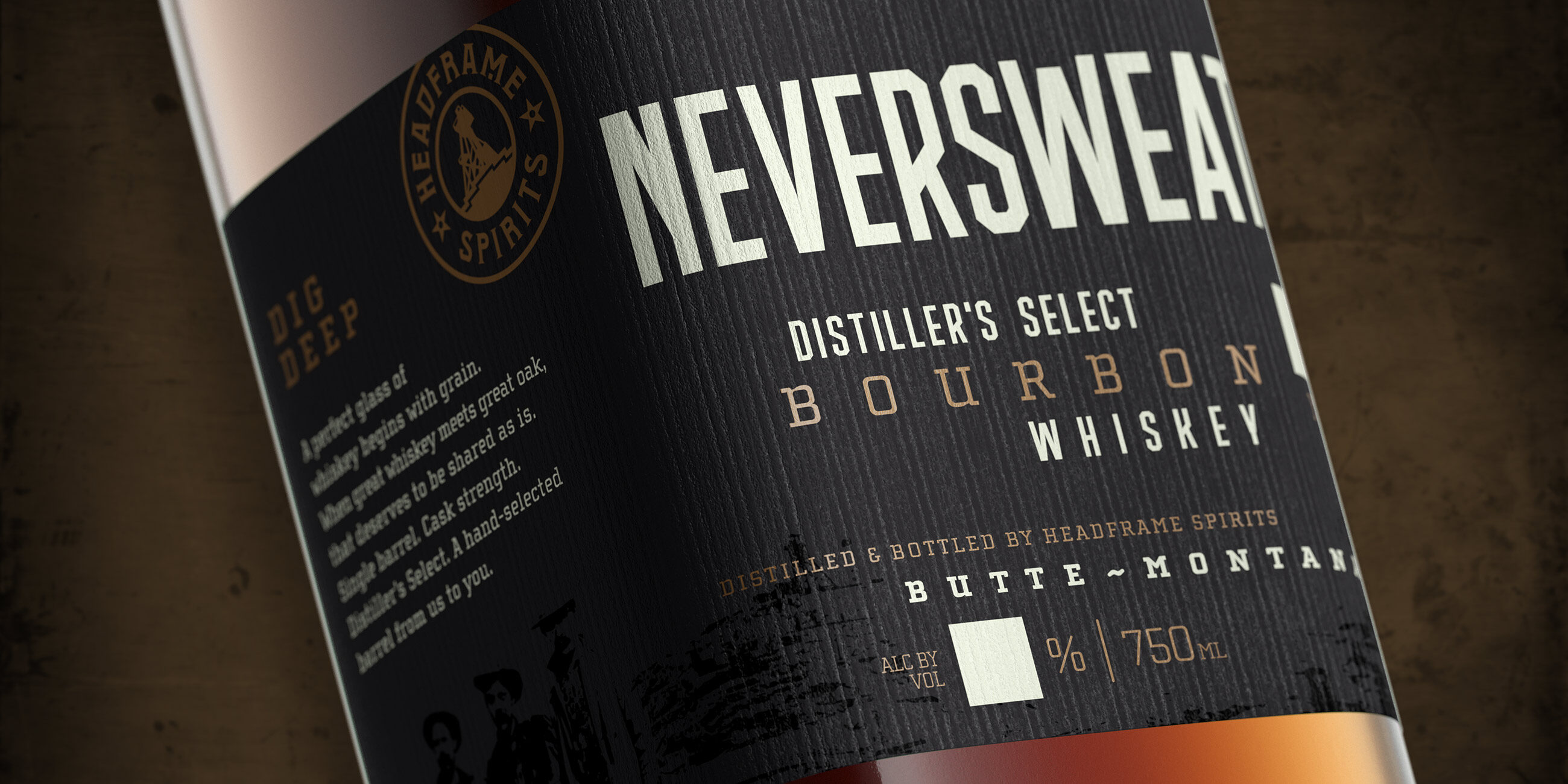 Neversweat Distiller’s Select Bourbon Whiskey - Headframe